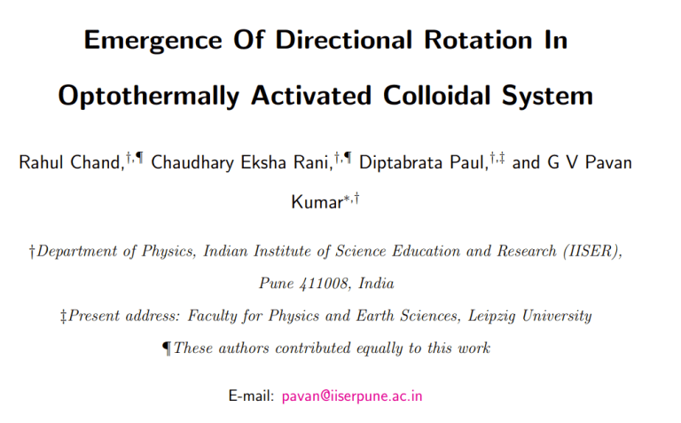 New paper – Emergence of Directional Rotation – VISMAYA – History ...