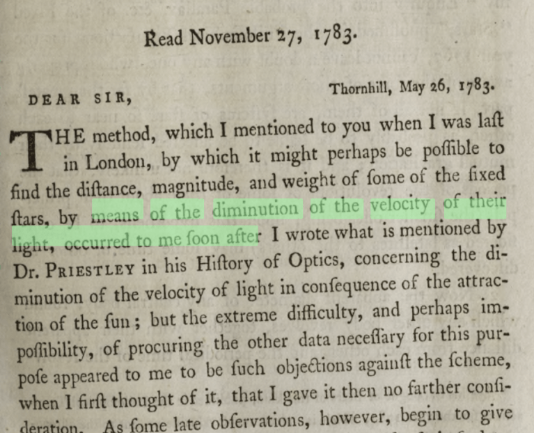 John Michell and ‘dark stars’ – VISMAYA – History & Philosophy of Science