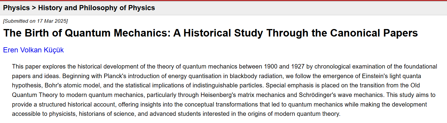 arxiv preprint – Quantum Mechanics – historical papers – VISMAYA ...
